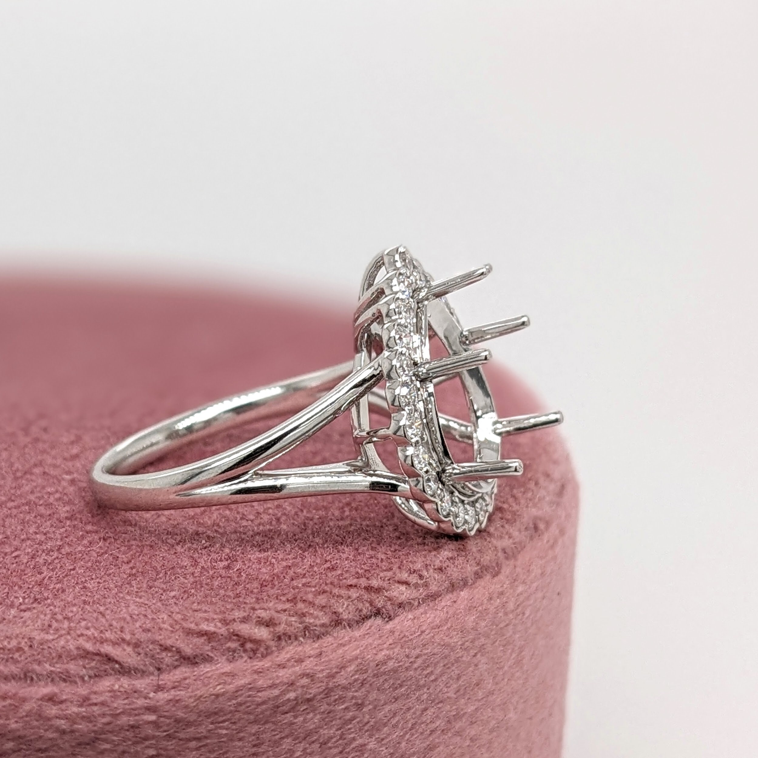 Elegant Pear Shape Gemstone Ring Semi Mount in 14K Gold With Natural ...