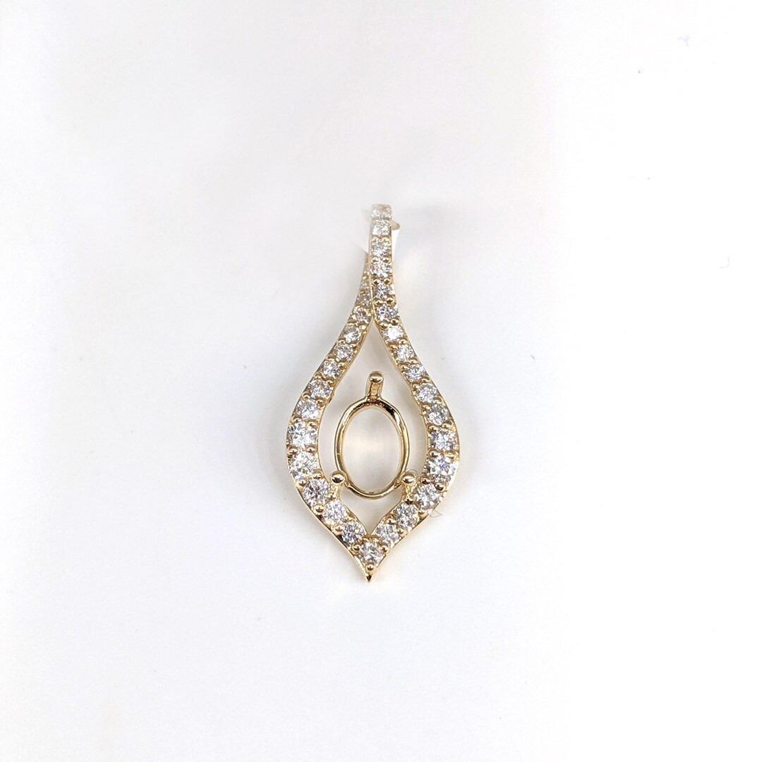 Elegant Twisted Bail Design Natural Diamonds Pendant Setting: 14K Solid ...