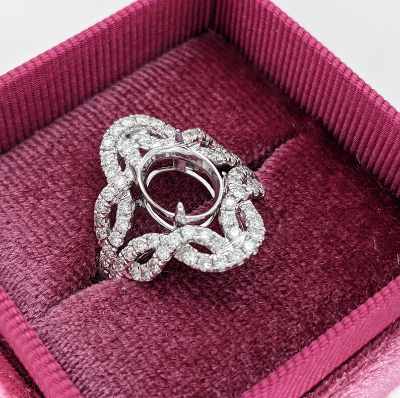 Pave Diamond Infinity Design Ring Semi Mount in 14K Gold | Oval 7.5x6mm ...