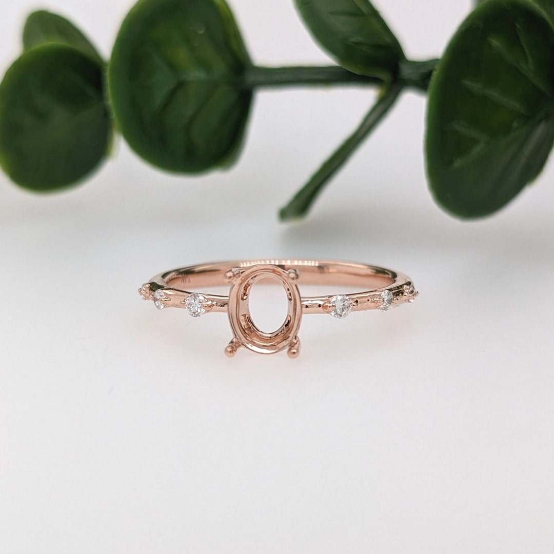 Classic Solitaire Ring Setting With Minimalist Trio Diamond Accented ...