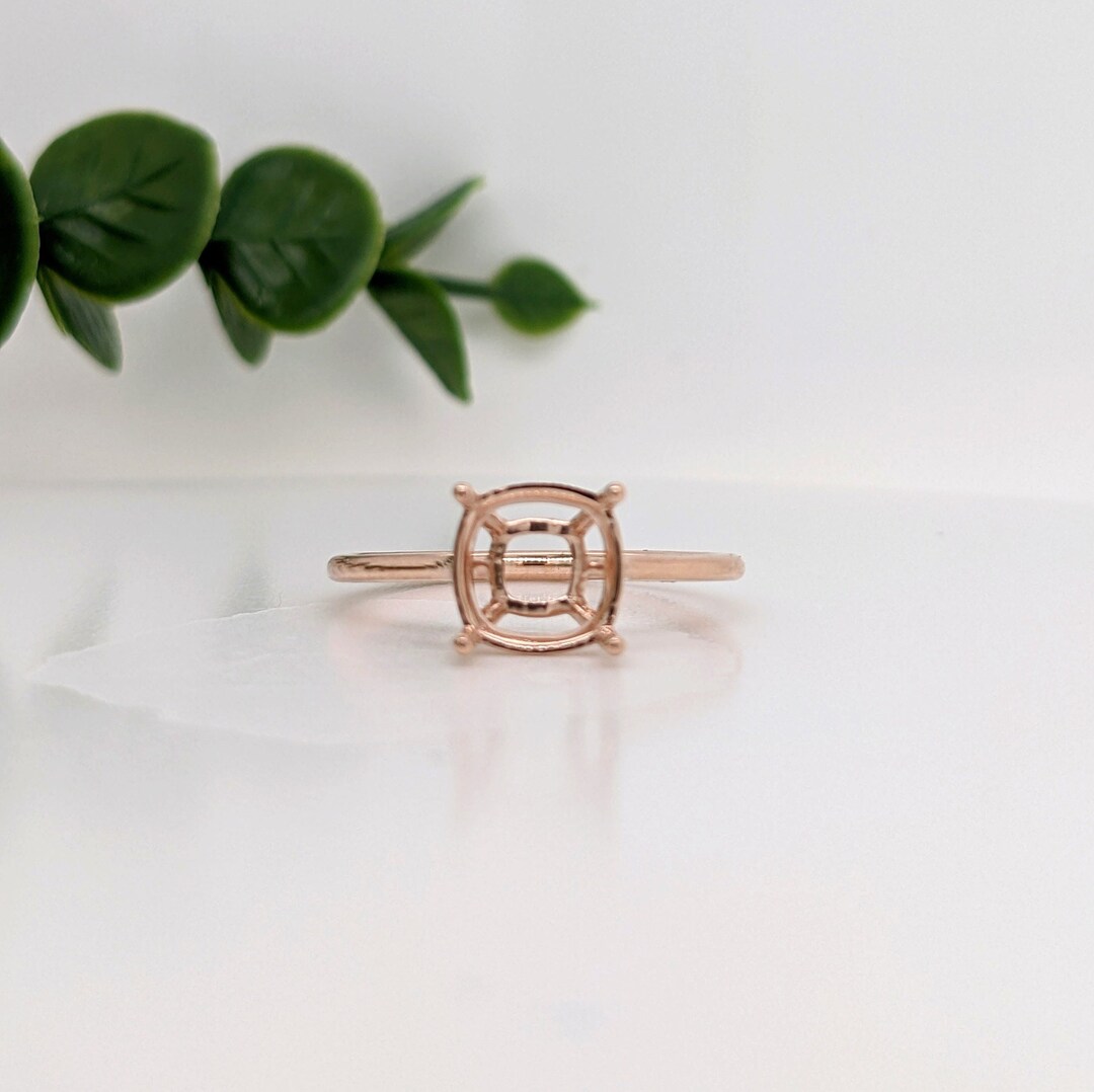 Classic Solitaire Cushion Ring Mount Made With Solid Gold 14K | 5mm 6mm ...