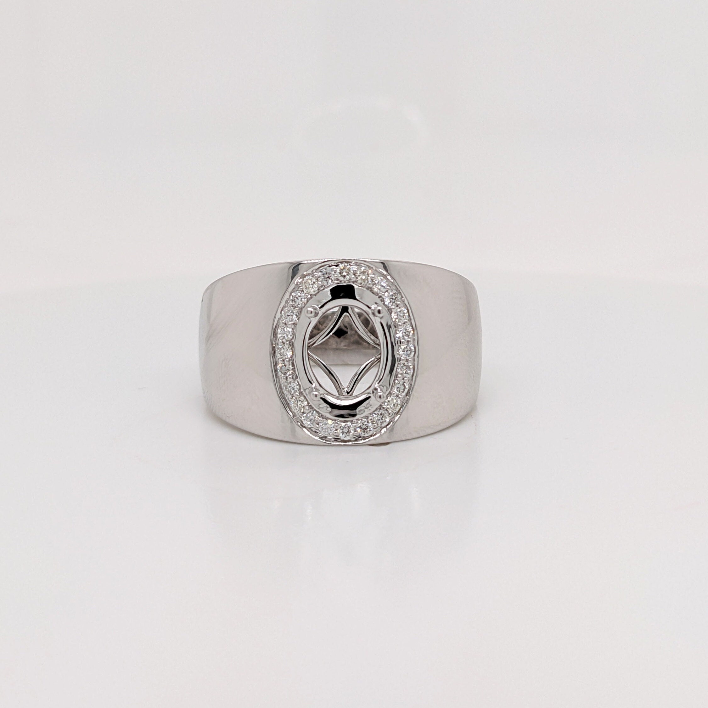 Wide Ring Semi Mount in 14K Solid Gold W Diamond Accents | 2 Carat ...