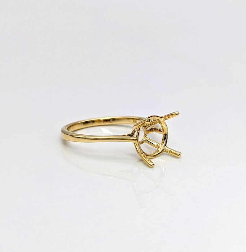 Minimalist Round Solitaire Ring Mount in 14K Solid Gold 4mm 4.5mm 5mm 5 ...