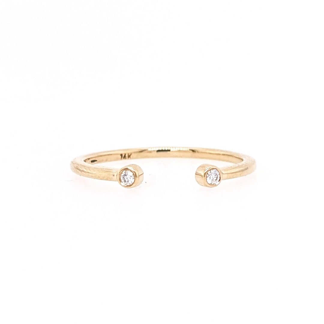 14K Yellow Gold Natural Diamond Open Band | Stackable Ring - Etsy