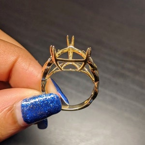 Trillion Shape Engagement Ring Setting in 14K Solid Gold | 10mm, 11mm ...