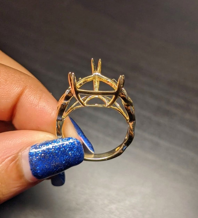 Trillion Shape Engagement Ring Setting in 14K Solid Gold | 10mm, 11mm ...