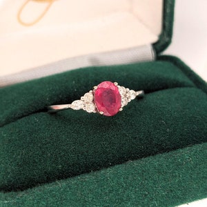 Bright Red Ruby Ring W Natural Earth Mined Diamond Accents in Solid 14k ...
