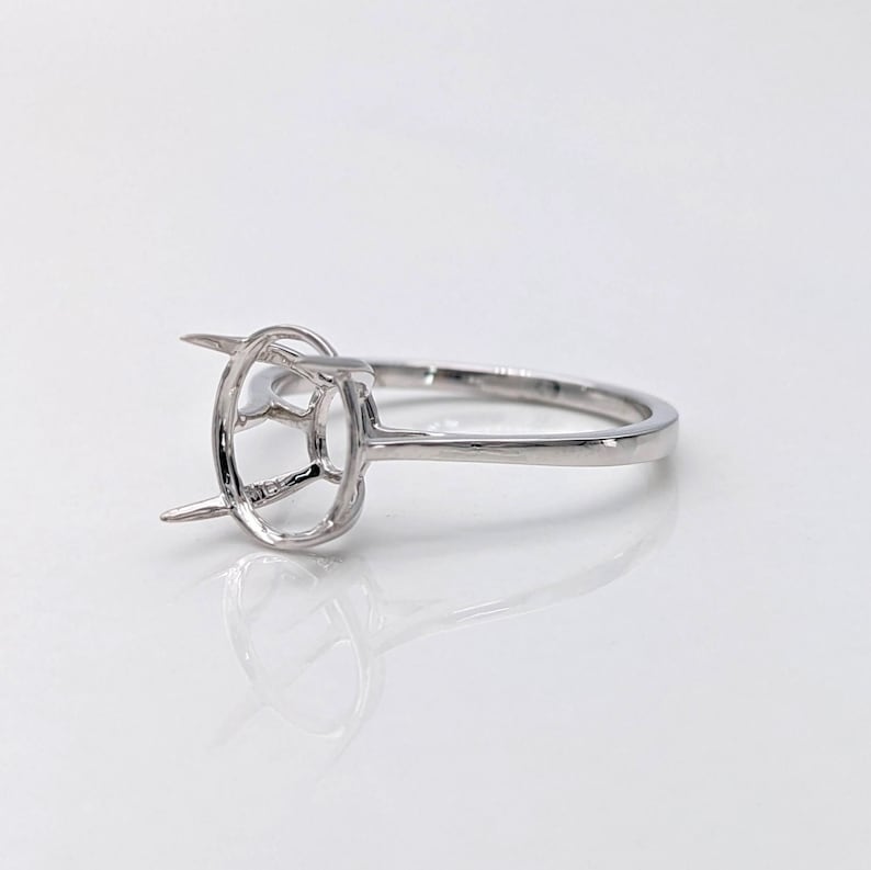 Classic Oval Solitaire Ring Semi Mount With Claw Prongs in Solid 14K ...