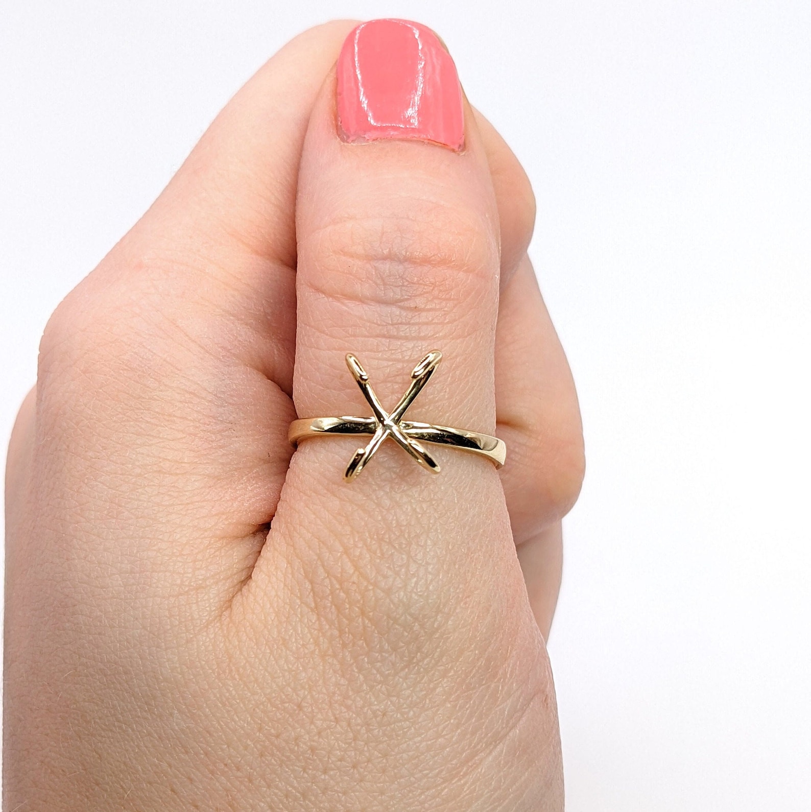 Irregular Shape Gemstone Ring Mount in Solid Gold 14K or 18K | Raw ...