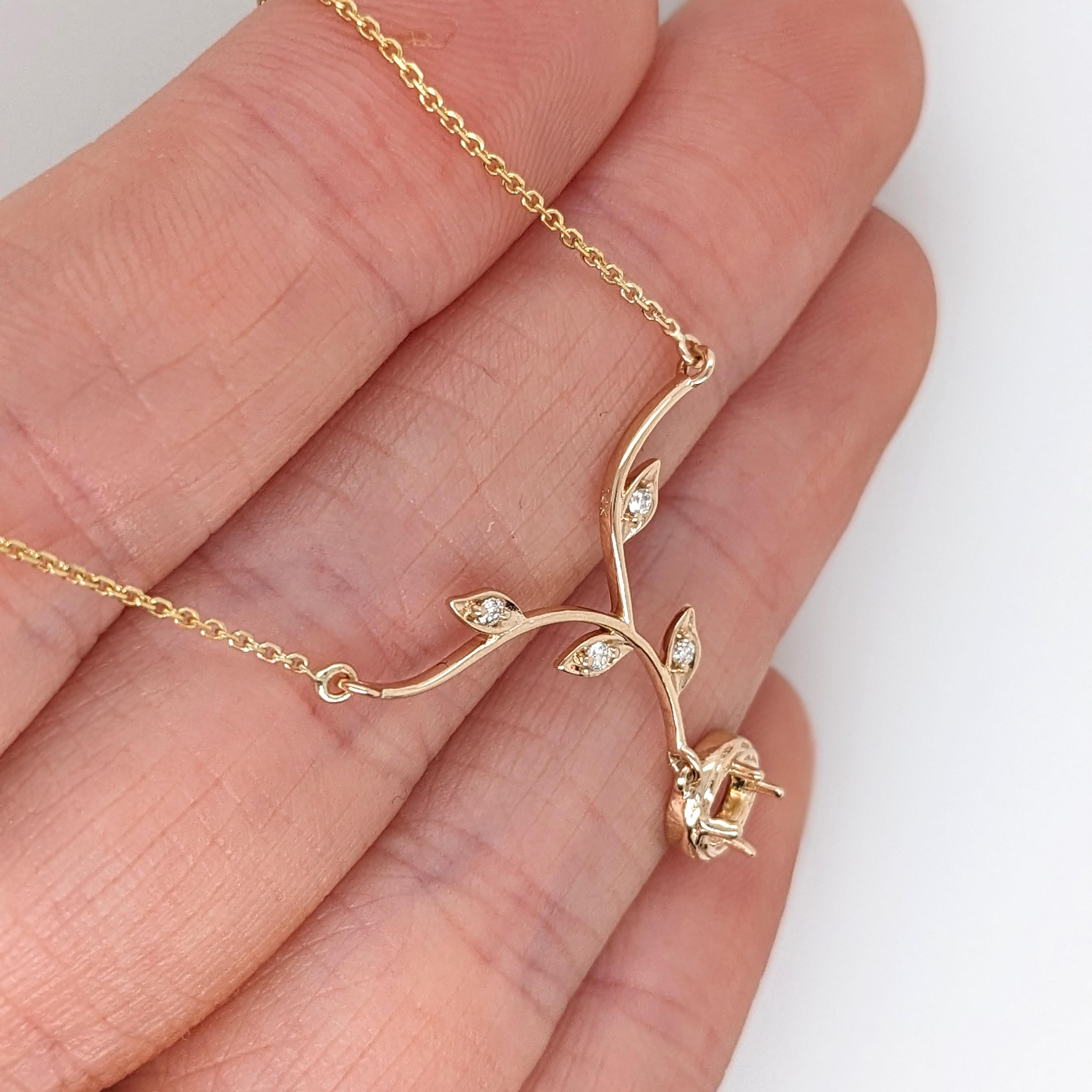 Nature Themed Pendant Setting : Natural Diamonds in 14K Solid Gold ...