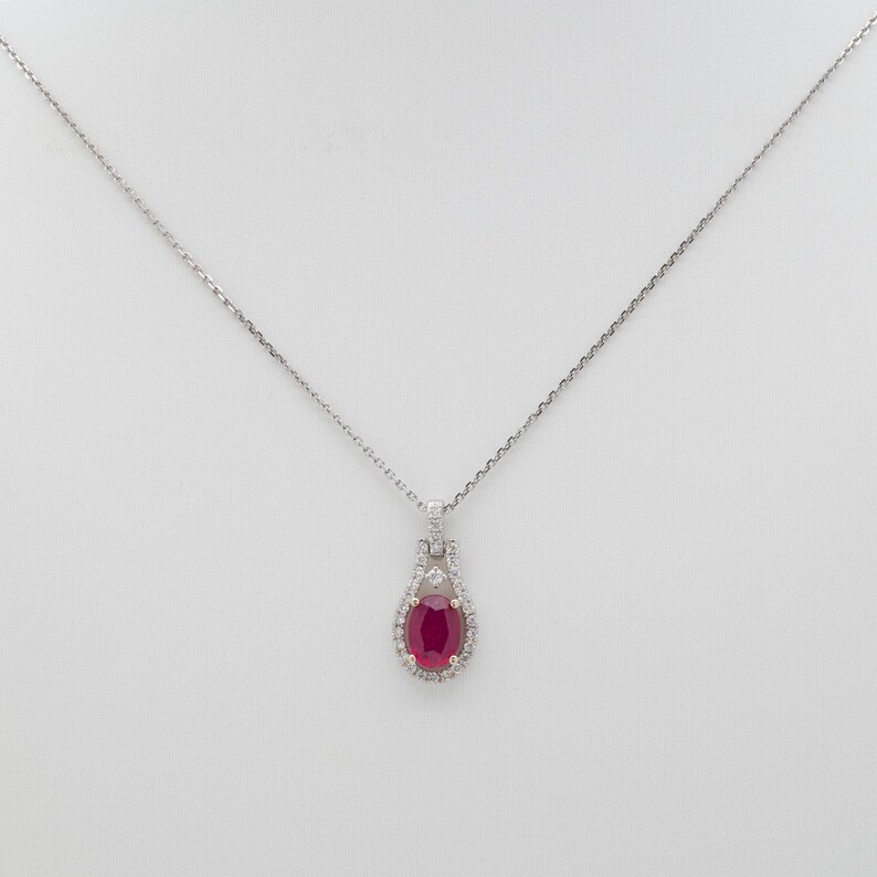 Elegant Ruby Pendant in Solid 14K Gold With Natural Diamond Accents ...