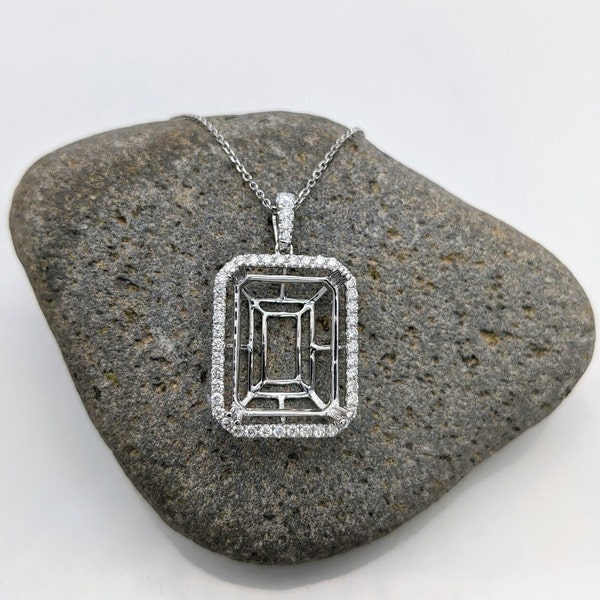 Diamond Halo Pendant Setting - Etsy