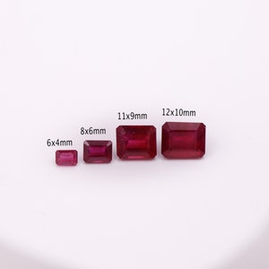 Natural Ruby Loose Gemstones | Emerald Cut | 6x4 7x5 8x6 9x7 10x8 11x9 ...