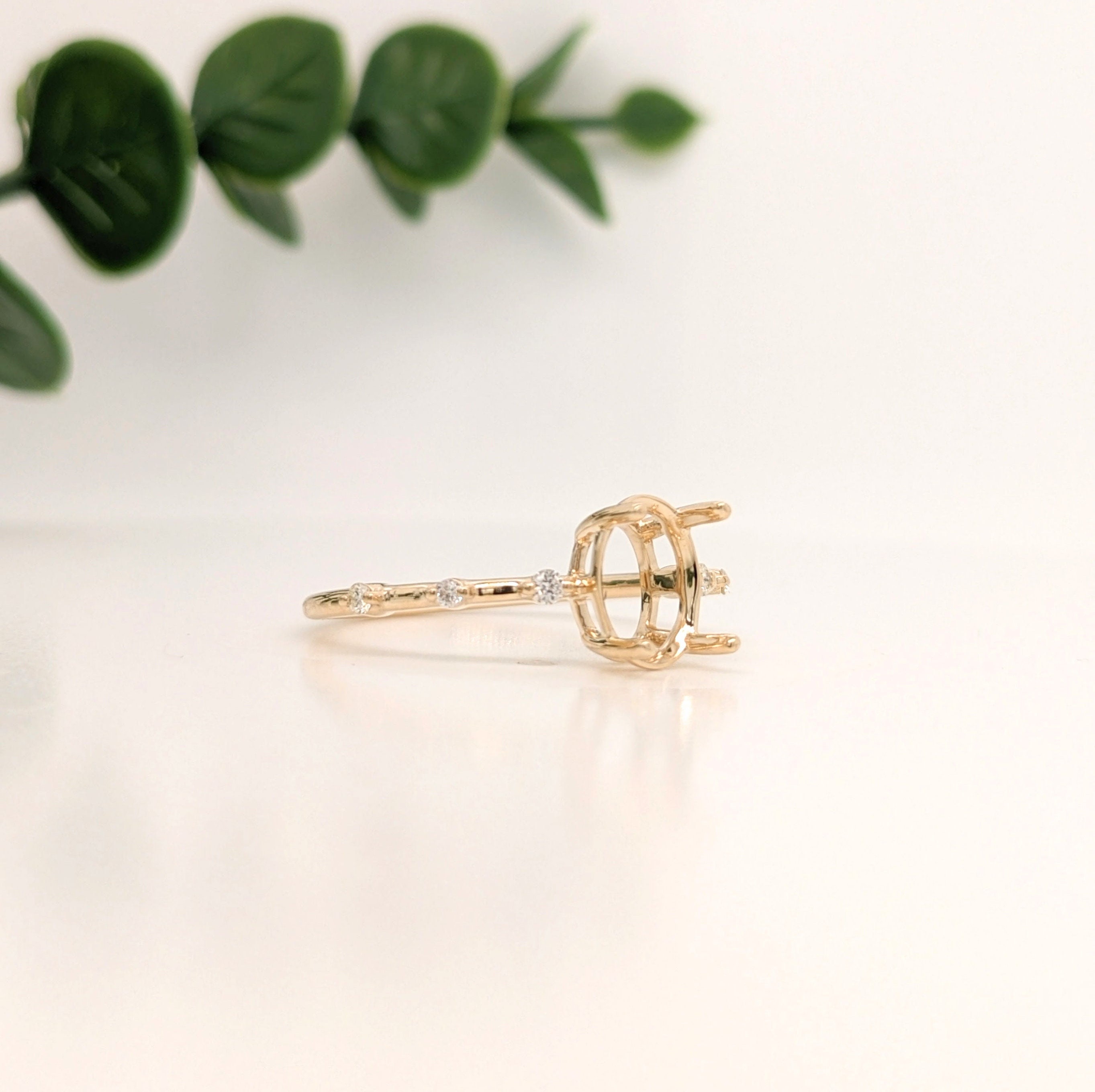 Classic Solitaire Ring Setting With Minimalist Trio Diamond - Etsy
