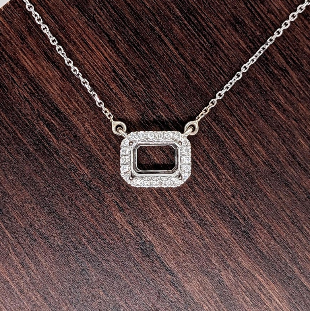 Classic East West Pendant Setting W Natural Diamonds in 14K Solid Gold ...