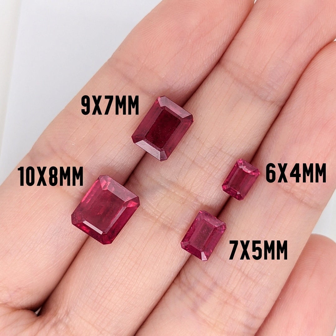 Natural Ruby Loose Gemstones | Emerald Cut | 6x4 7x5 8x6 9x7 10x8 11x9 ...