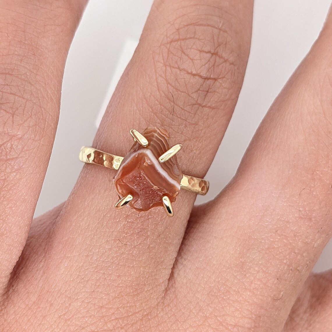 Irregular Shape Gemstone Ring Mount in Solid Gold 14K or 18K | Raw ...