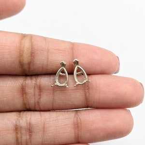 Pear Shape Tear Drop Earring Settings for Studs in Solid 14k Gold ...