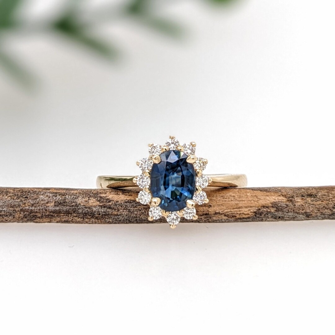 Beautiful Sapphire Ring W Natural Earth Mined Diamonds in Solid 14k ...