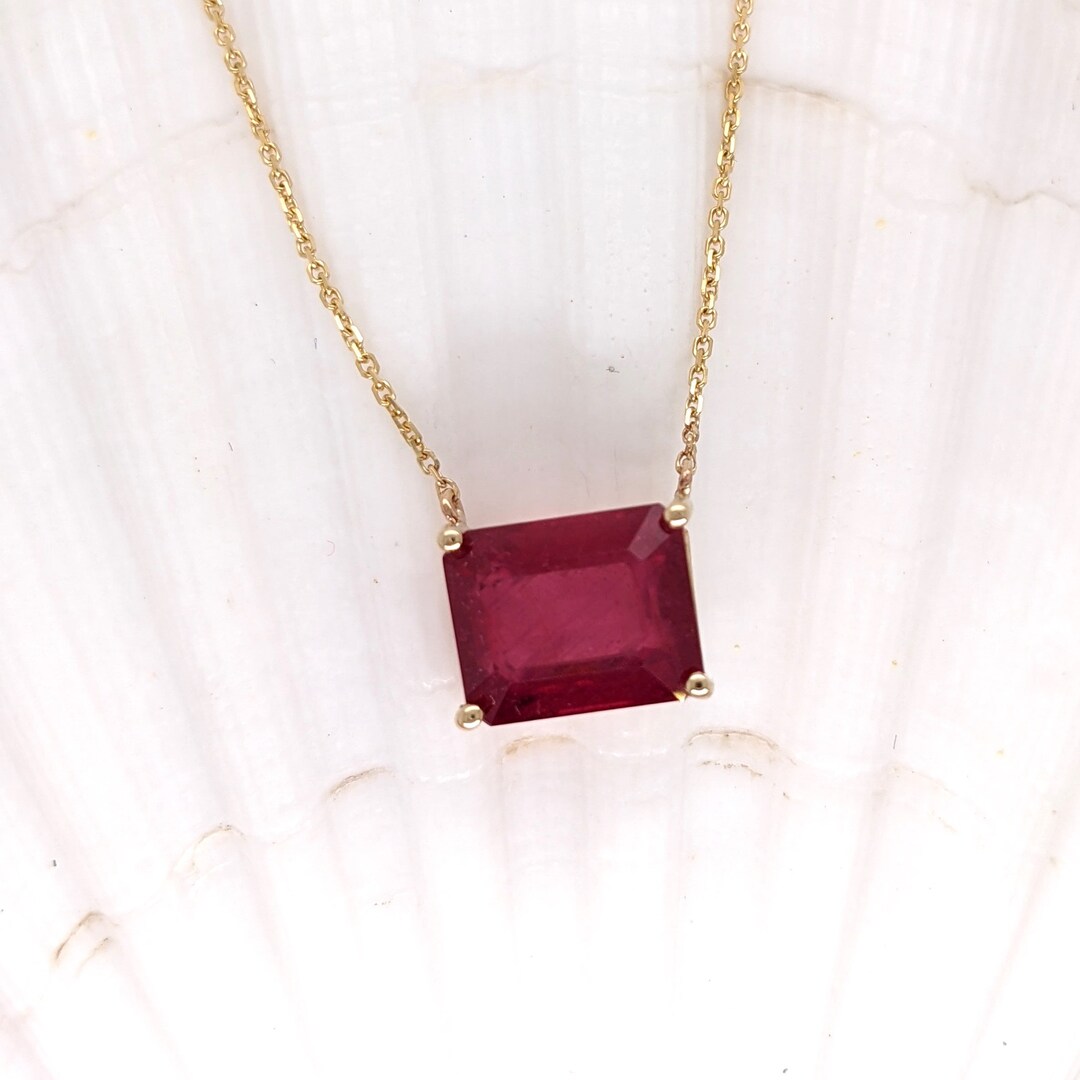 Solitaire Madagascar Ruby Pendant in Solid 14k White, Yellow or Rose ...
