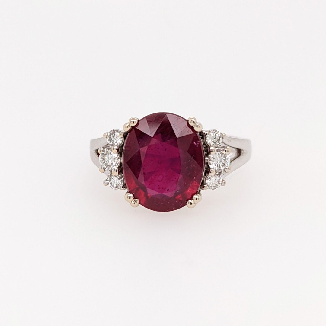 Radiant Pigeon Blood Red Ruby Ring in 14k White, Yellow or Rose Gold W ...