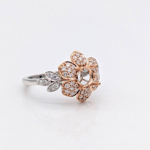 Nature Inspired Leaf Vine Ring Semi Mount in 14K Gold W Round - Etsy