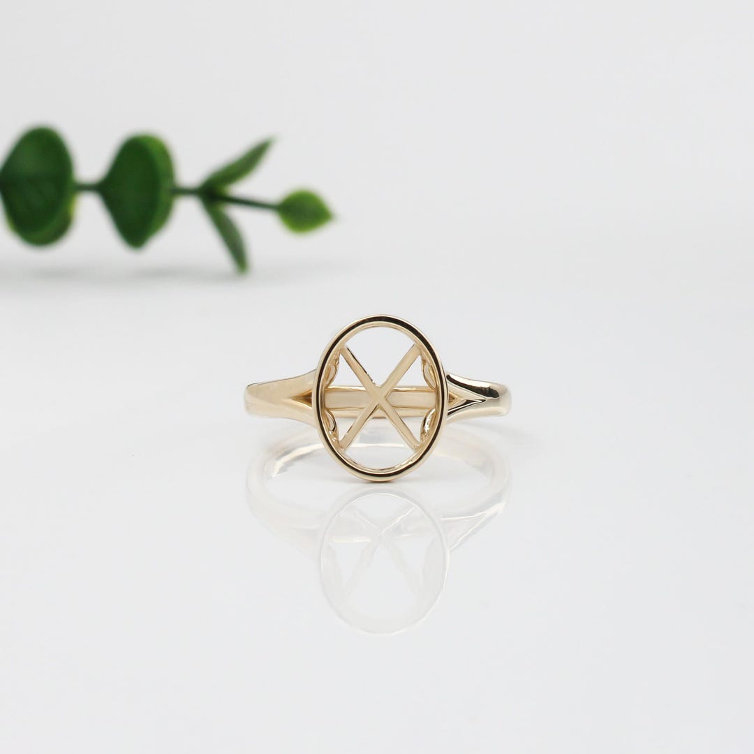 Solitaire Bezel Split Shank Ring Mount in 14k Solid Gold | Oval Shape ...
