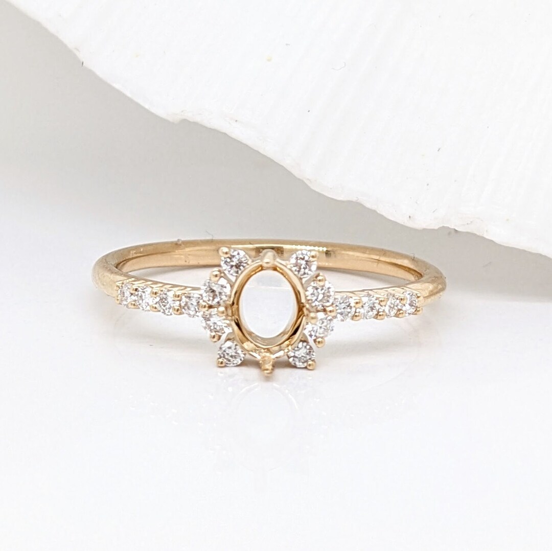 Natural Earth Mined Diamonds Ring Setting: 14K Solid Gold, Compass ...
