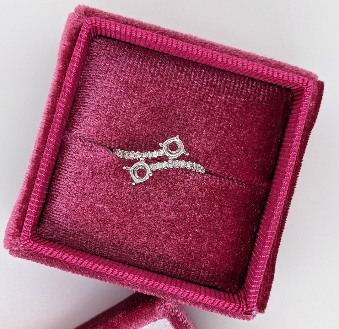 Toi E Moi Ring Semi Mount in 14k Gold W Natural Pave Diamond Accents ...