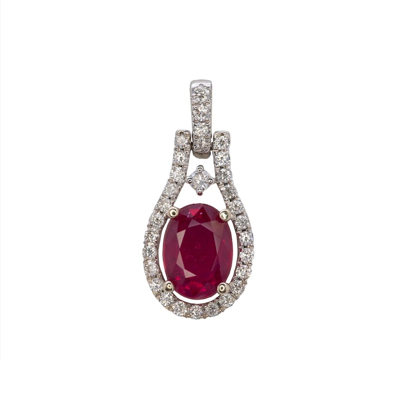 Elegant Ruby Pendant in Solid 14K Gold With Natural Diamond Accents ...