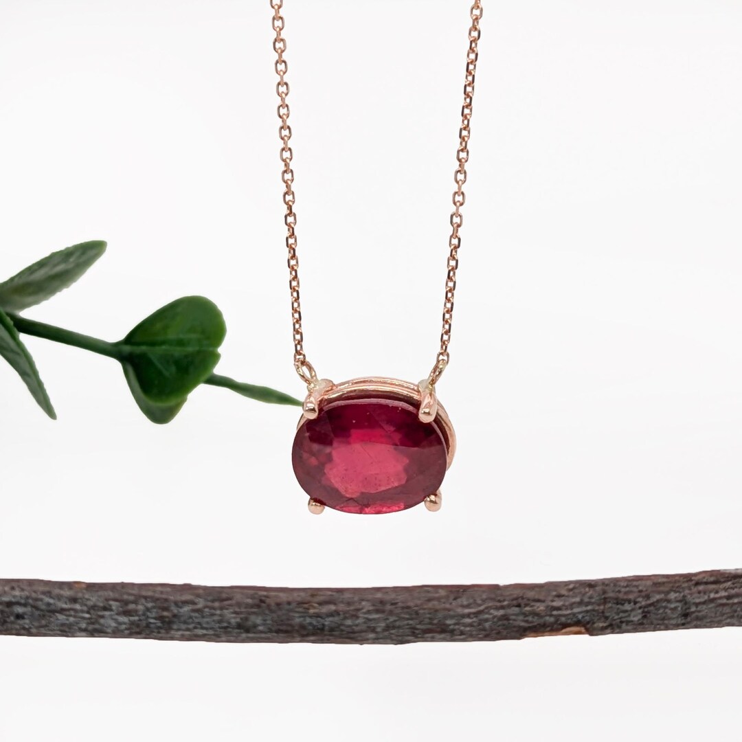 Solitaire Ruby Pendant Necklace in Solid 14k Rose, White or Yellow Gold ...