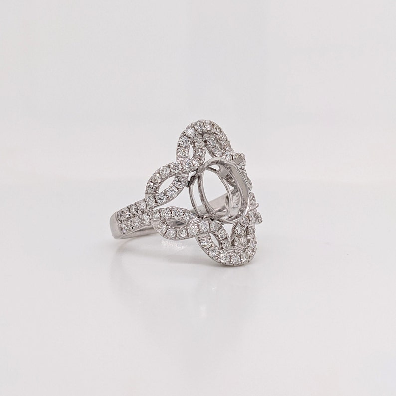 Pave Diamond Infinity Design Ring Semi Mount in 14K Gold | Oval 7.5x6mm ...