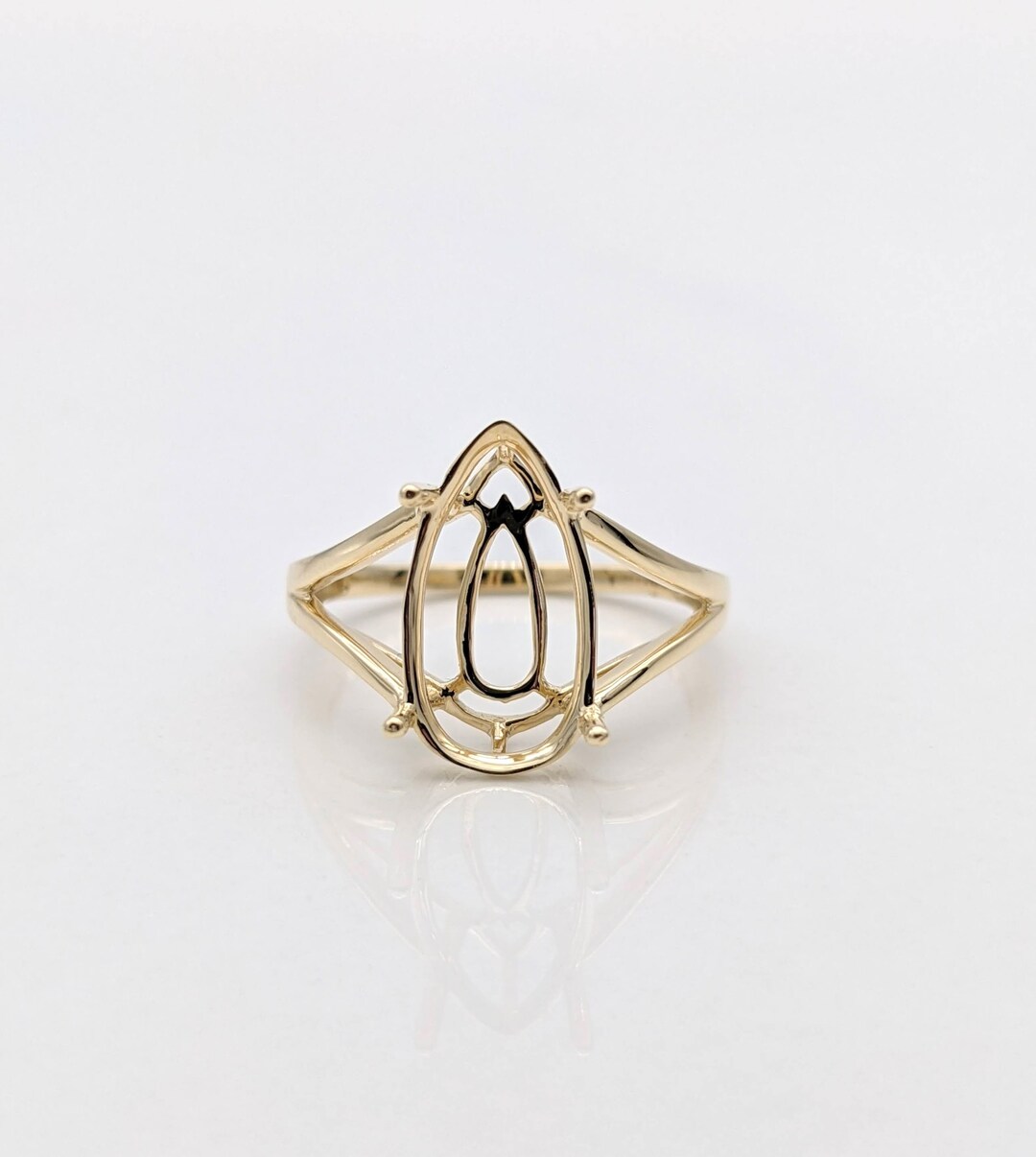 Pear Shape Solitaire Ring Mount in 14K Gold | Tear Drop 8x5mm 13x9mm ...
