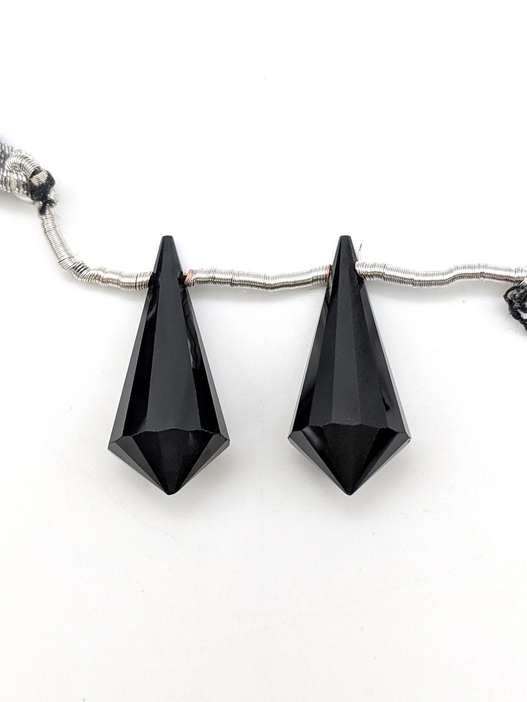 Black Spinel Drilled Matched Pair Gemstones Cone Shape- Side Drilled ...