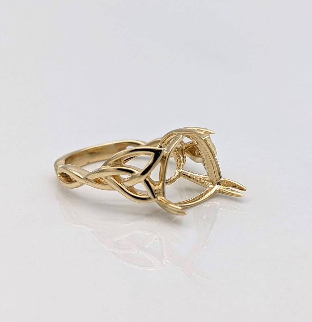 Trillion Shape Engagement Ring Setting in 14K Solid Gold | 10mm, 11mm ...