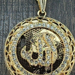 Gold Plated Muslim Medallion Iced Out Pendant 24 Link - Etsy