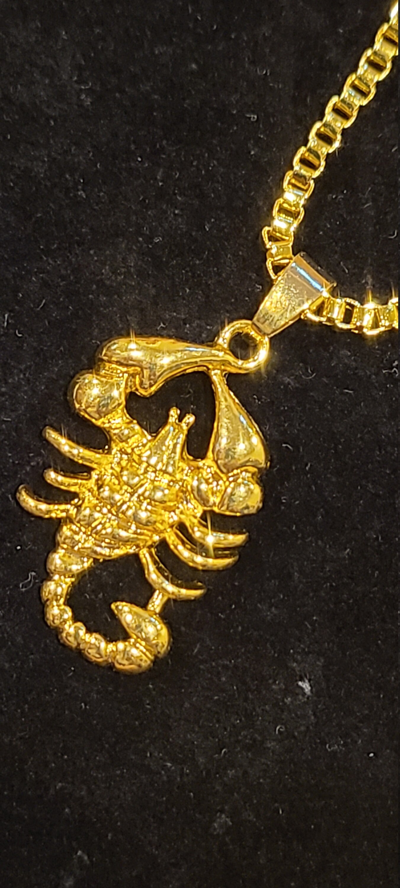 Gold Plated Scorpion Pendant 28 Box Chain Necklace - Etsy