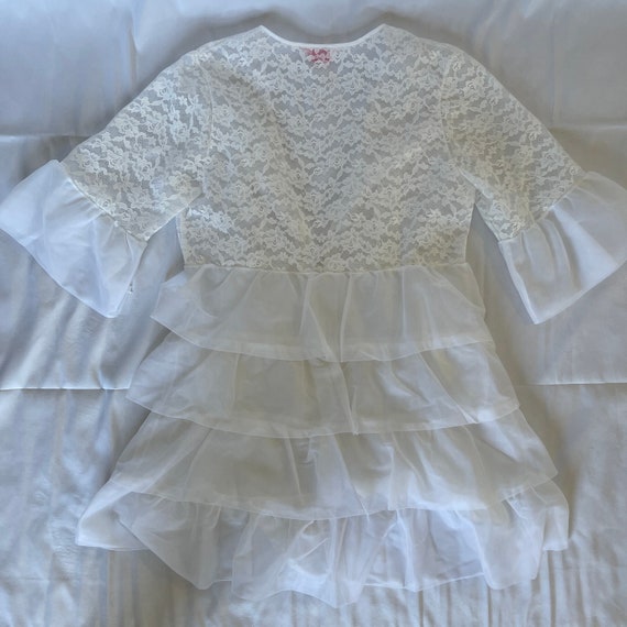 1970s Boho JR Bazaar White Lace & Ruffles Sheer Wrap … - Gem