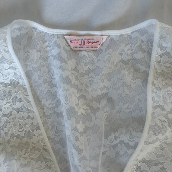 1970s Boho JR Bazaar White Lace & Ruffles Sheer Wrap … - Gem