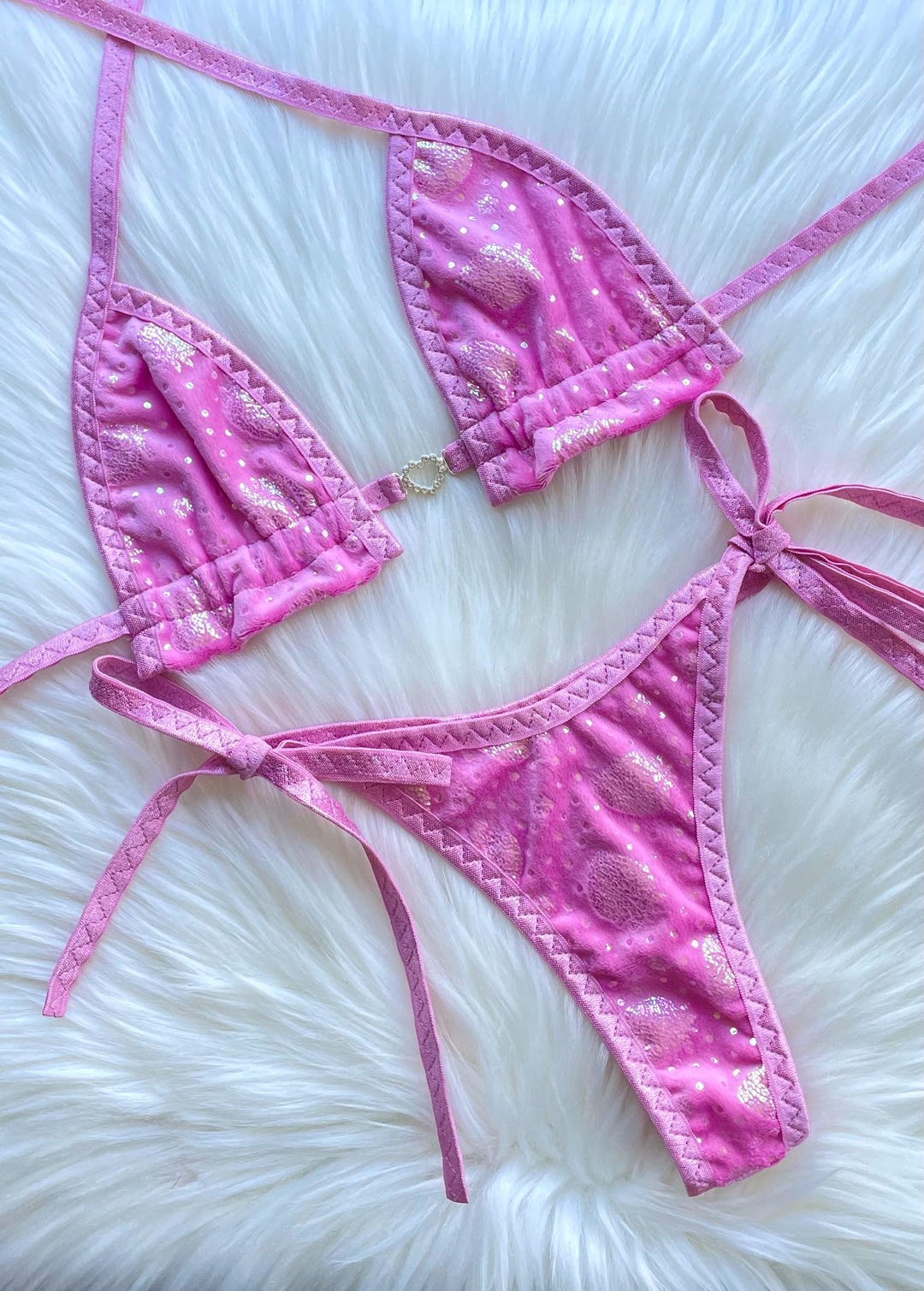 Pink Bikini Set Stripper Outfit Stripper Lingerie Tiny Bikini Exotic Dancewear Stripper Outfits ...