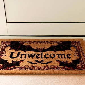 Unwelcome Bat Style Gift, Dark and Gothic Doormat, Gothic Mat Home ...