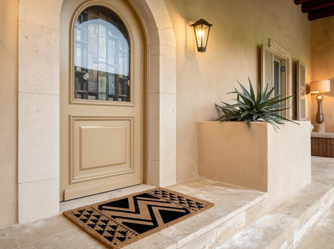 Tribal Doormat: Black Geometric Aztec Coir Entrance Mat - Etsy