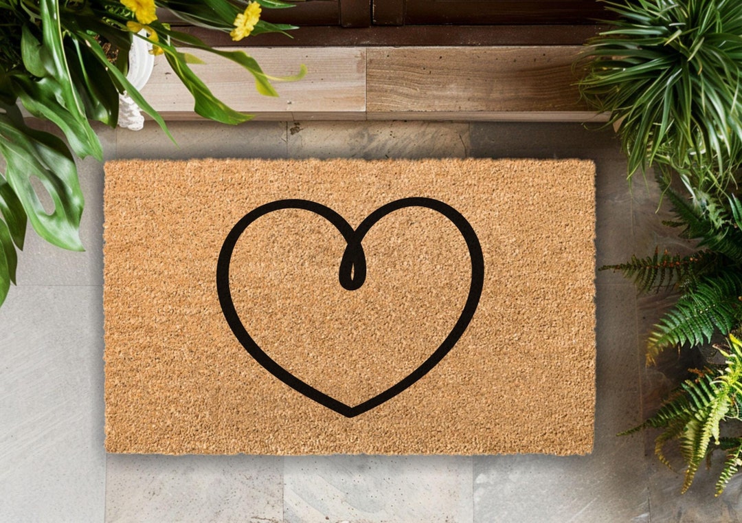 Minimalist Heart, Heart Greetings Welcome Mat, Housewarming Heart Gift ...