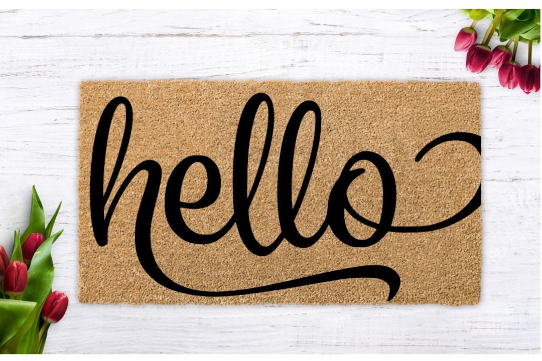 Hello Doormat, Hello Mat, Home Decor, Hello Welcome Mat, Housewarming ...