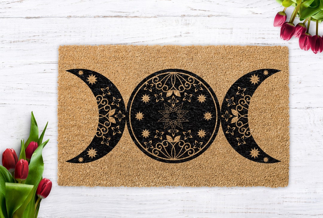 Triple Moon Doormat, Moon Phases Decor, Boho Moon Decor Mat, Front ...