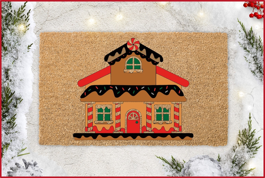 Gingerbread Doormat, Gingerbread House Mat, Christmas Gift, Holiday ...