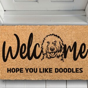Doodle, Golden Doodle Mat, Dog Welcome Mat, Golden Retriever Poodle ...