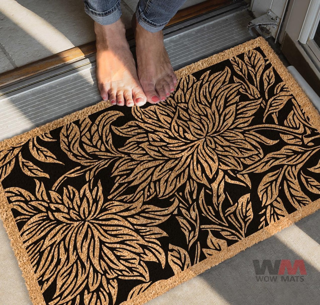 Floral Coir Doormat, Vintage Welcome Mat, Front Door Decor - Etsy