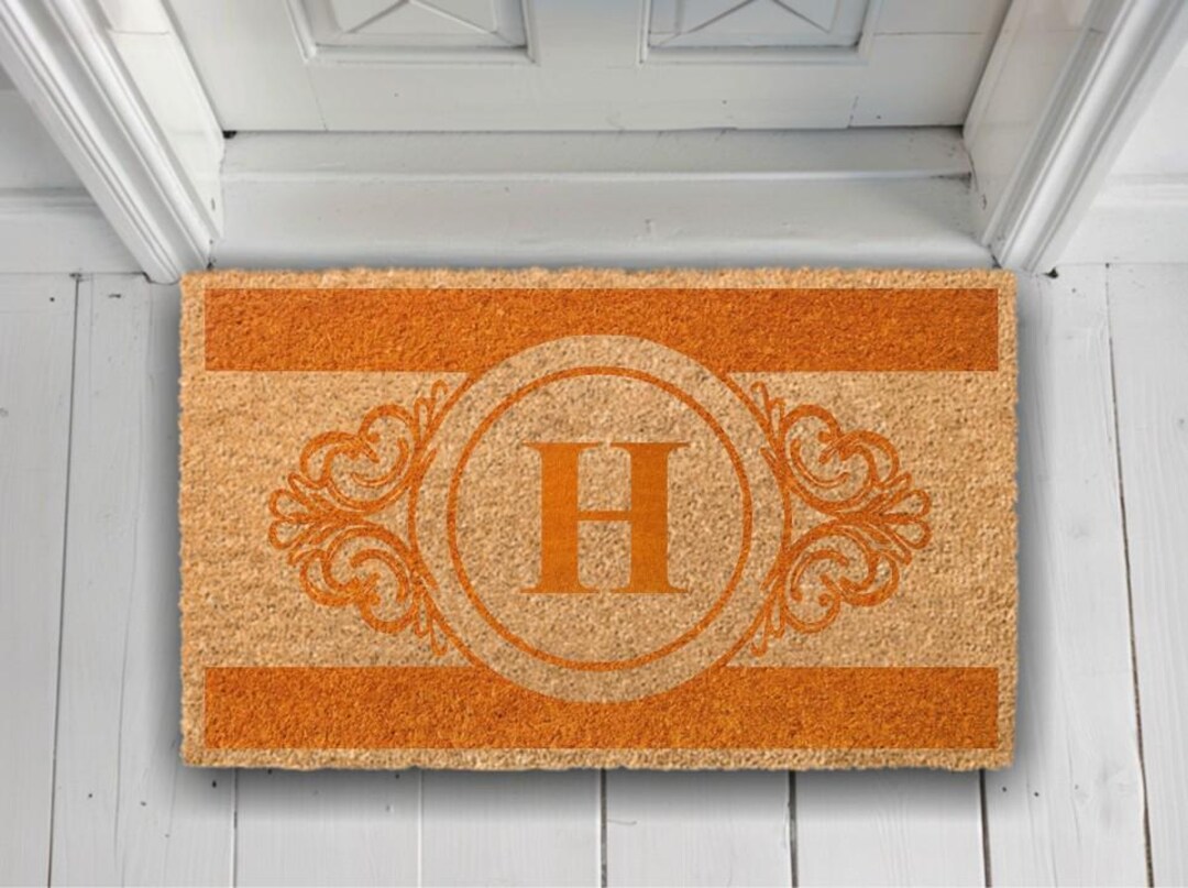 Monogram Mat, Elegant Custom Initial Welcome Mat, Personalized Welcome ...