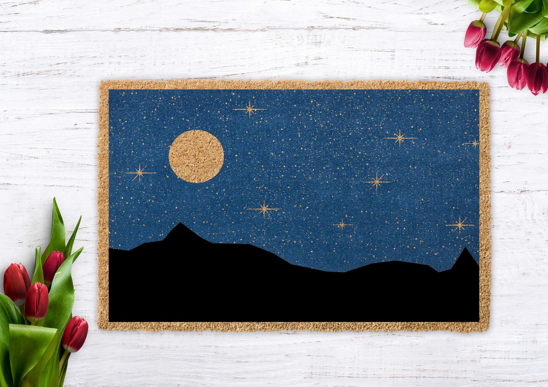 Landscape Gift, Moon and Stars Welcome Mat, Housewarming Nature Gift ...